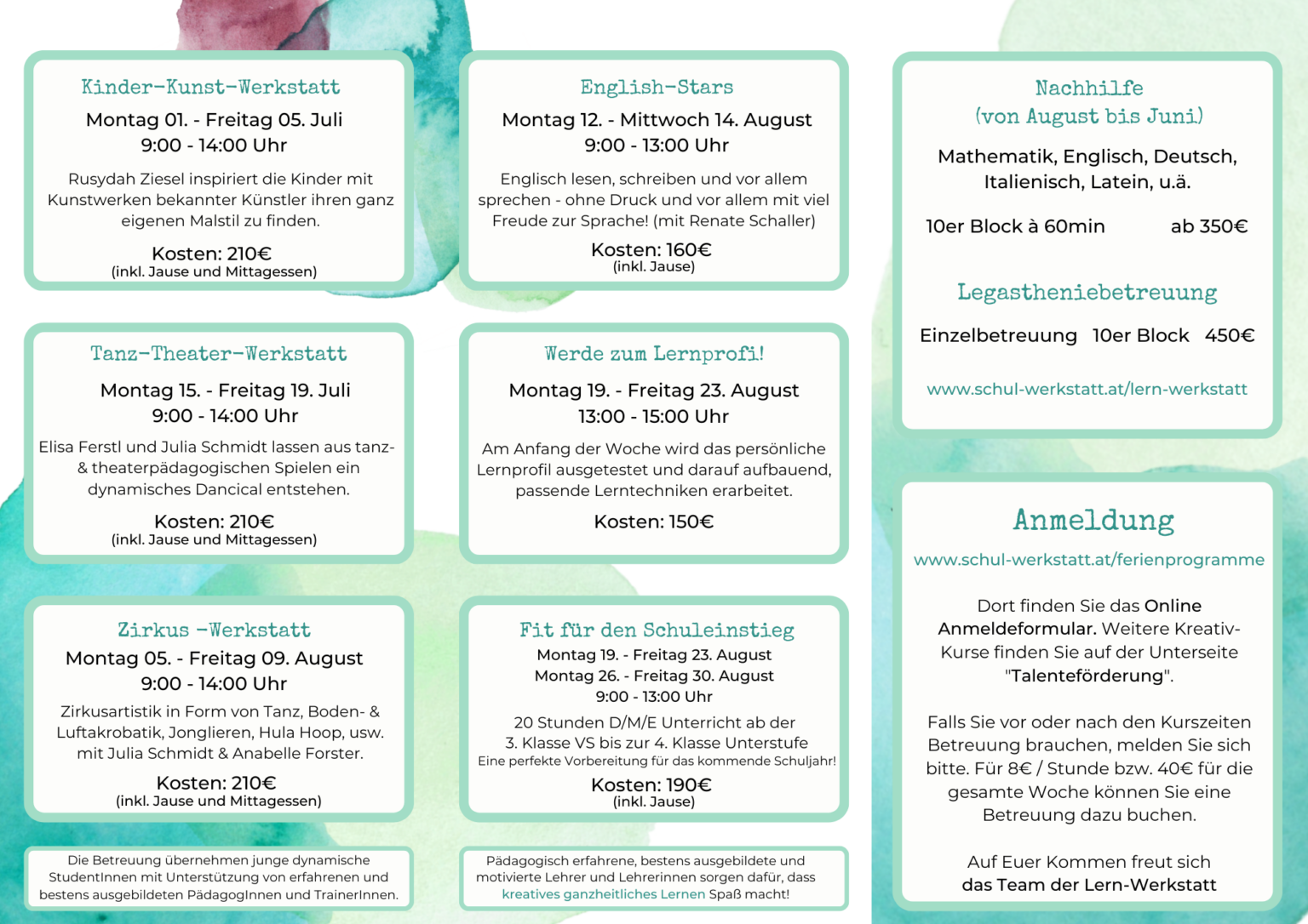 Ferienprogramme – ZukunftsWerk Bildung